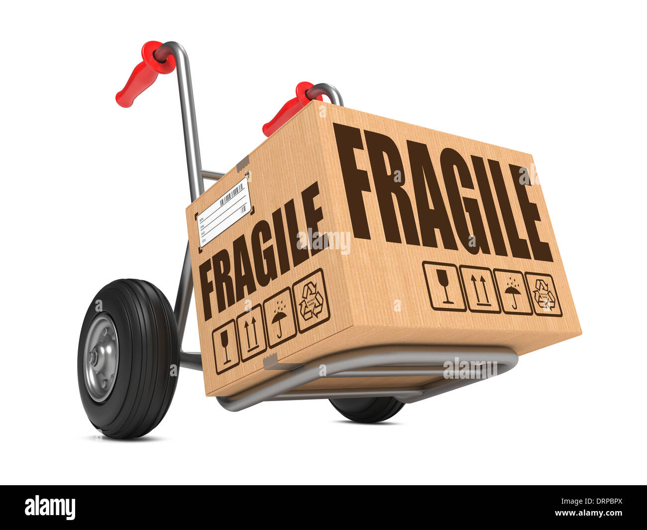 Fragile - Cardboard Box on Hand Truck Stock Photo - Alamy