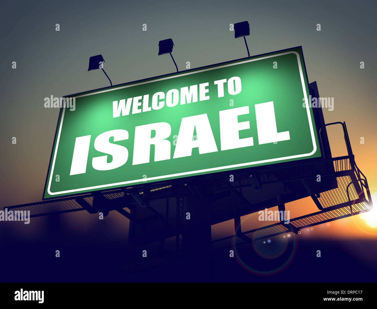 Billboard Welcome to Israel at Sunrise Stock Photo - Alamy