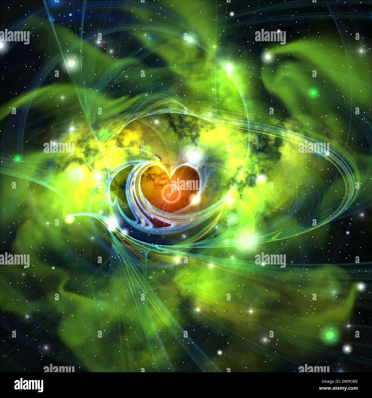 An unusual nebula in the cosmos has a heart at its center Stock Photo ...