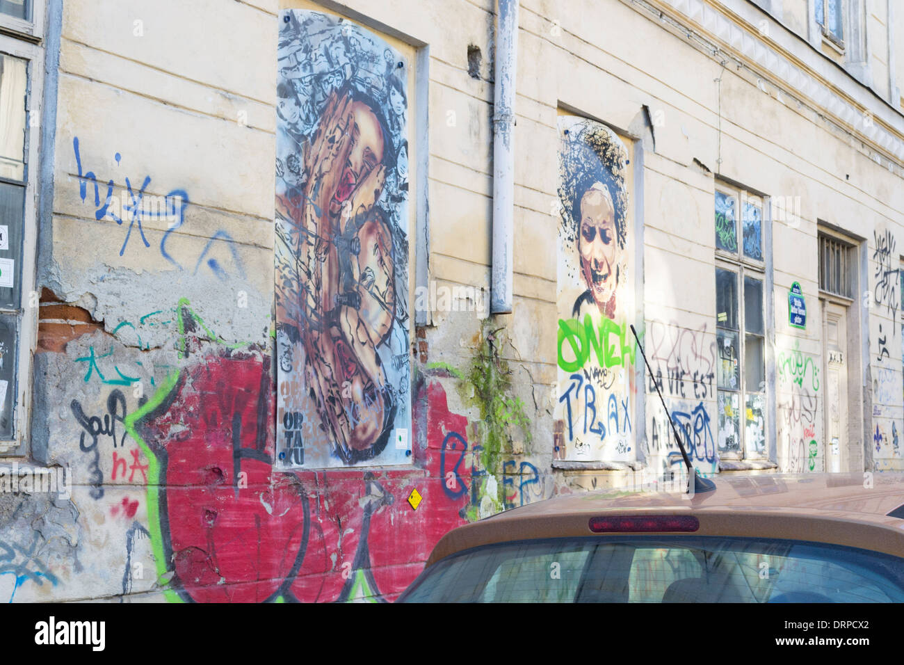 Graffiti street art in Bucharest, Romania Stock Photo - Alamy