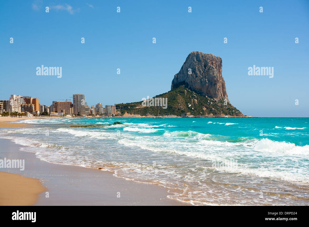Calpe Alicante Arenal Bol beach with Penon de Ifach mountain in ...