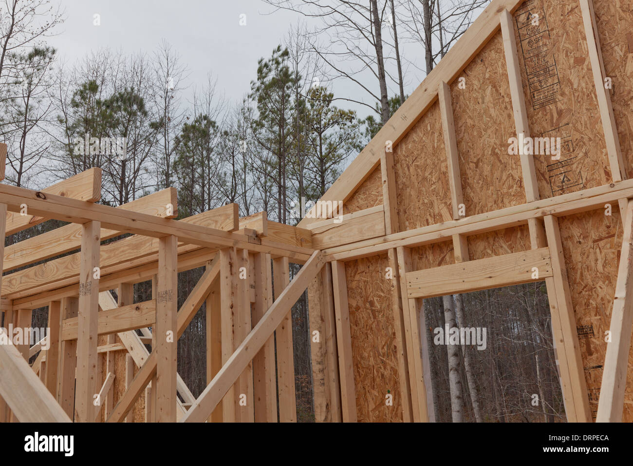 New home construction wood framing details Stock Photo - Alamy