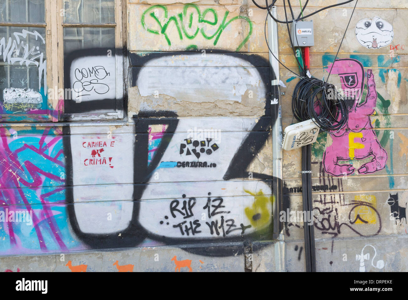 Graffiti street art in Bucharest, Romania Stock Photo - Alamy