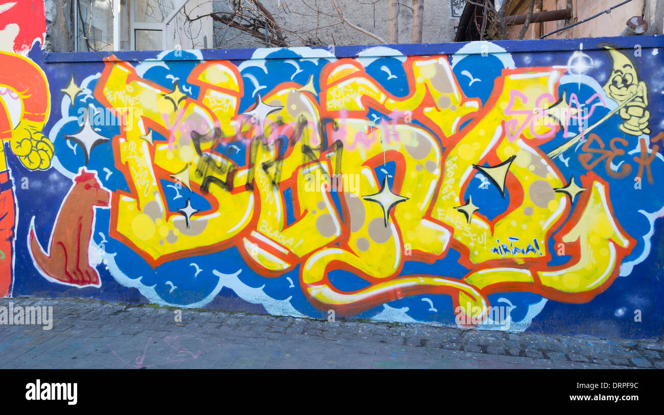 Graffiti street art in Bucharest, Romania Stock Photo - Alamy