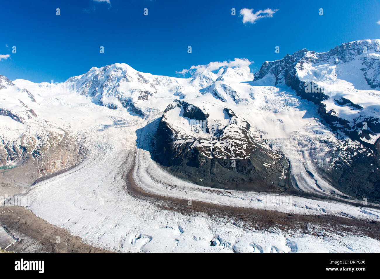 Gornergrat mountain range and Gorner glacier, Gornergletscher, above ...