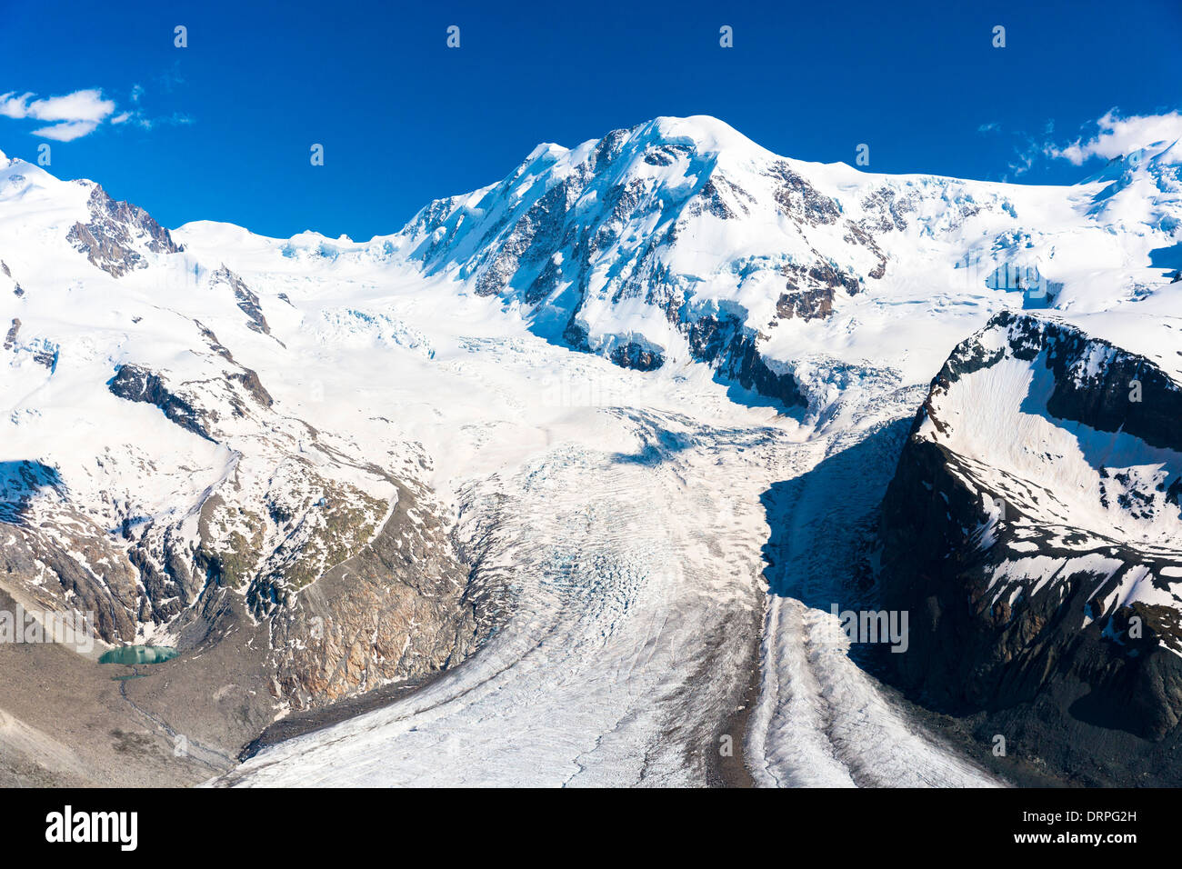 Gornergrat mountain range and Gorner glacier, Gornergletscher, above ...