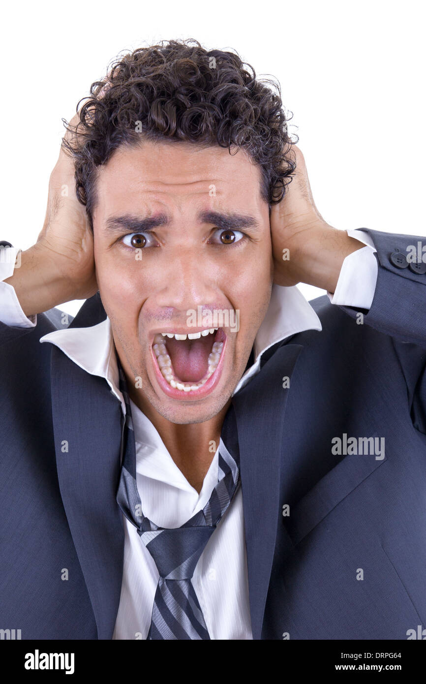 Man holding head screaming hi-res stock photography and images - Alamy