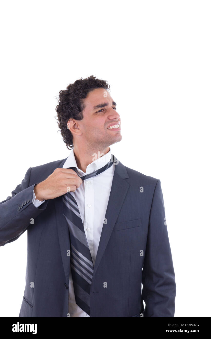 Businessman taking off tie hi-res stock photography and images - Alamy