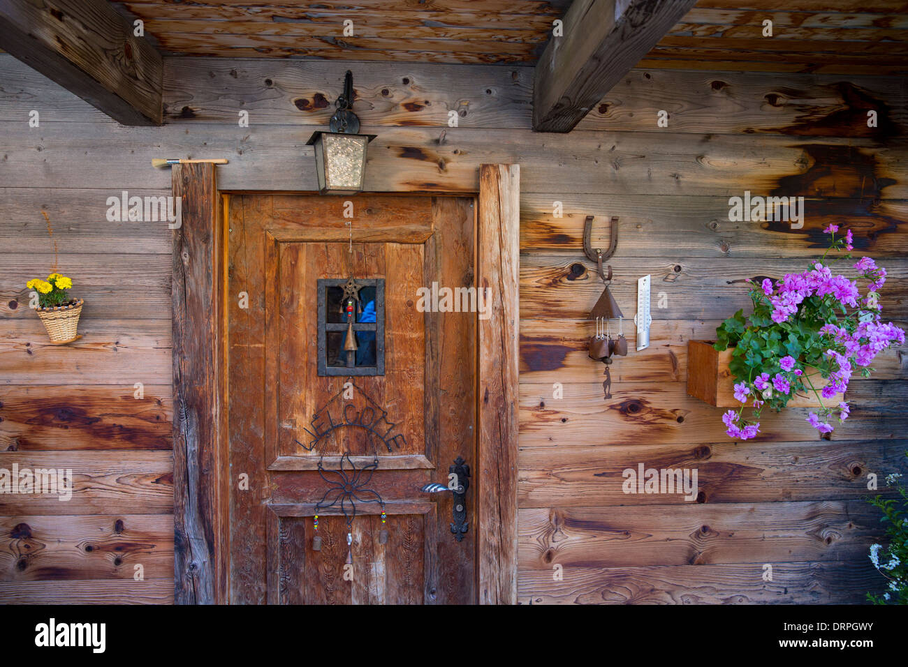 Traditional chalet in village of Zmutt in the Swiss Alps near Zermatt ...