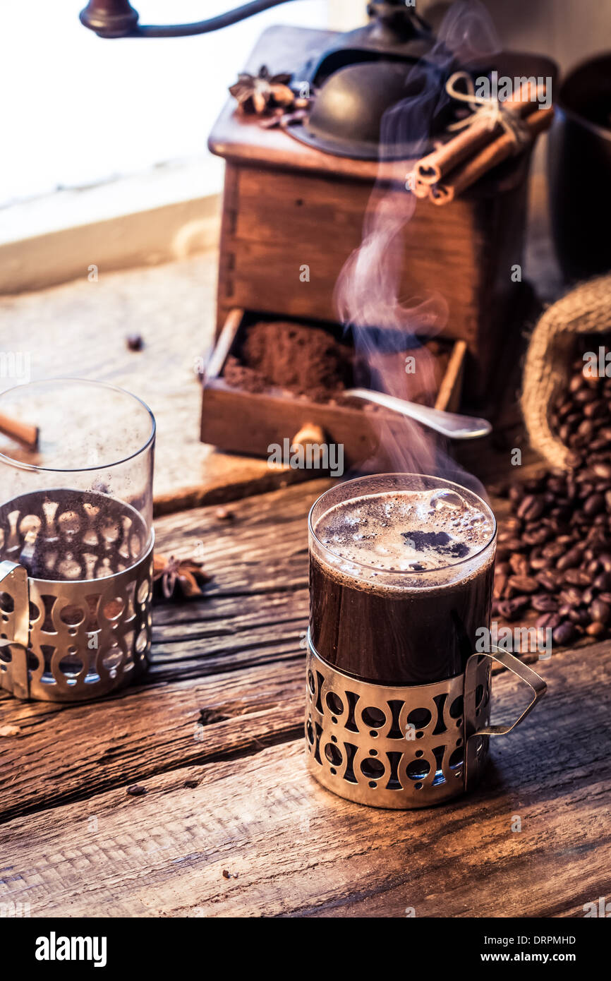 Coffee time in a cozy cottage Stock Photo - Alamy