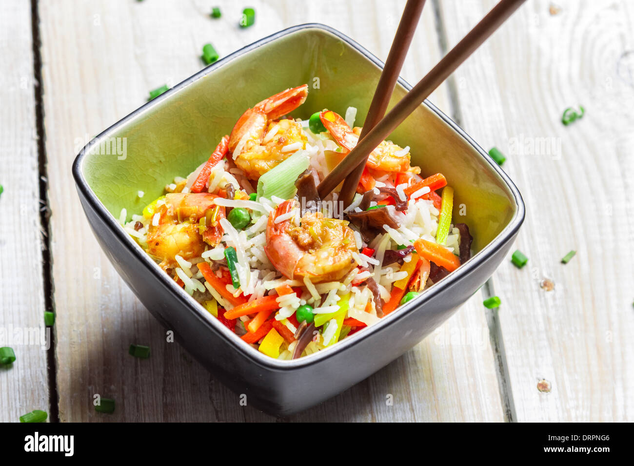 Chinese mix vegetables with rice and shrimp Stock Photo - Alamy