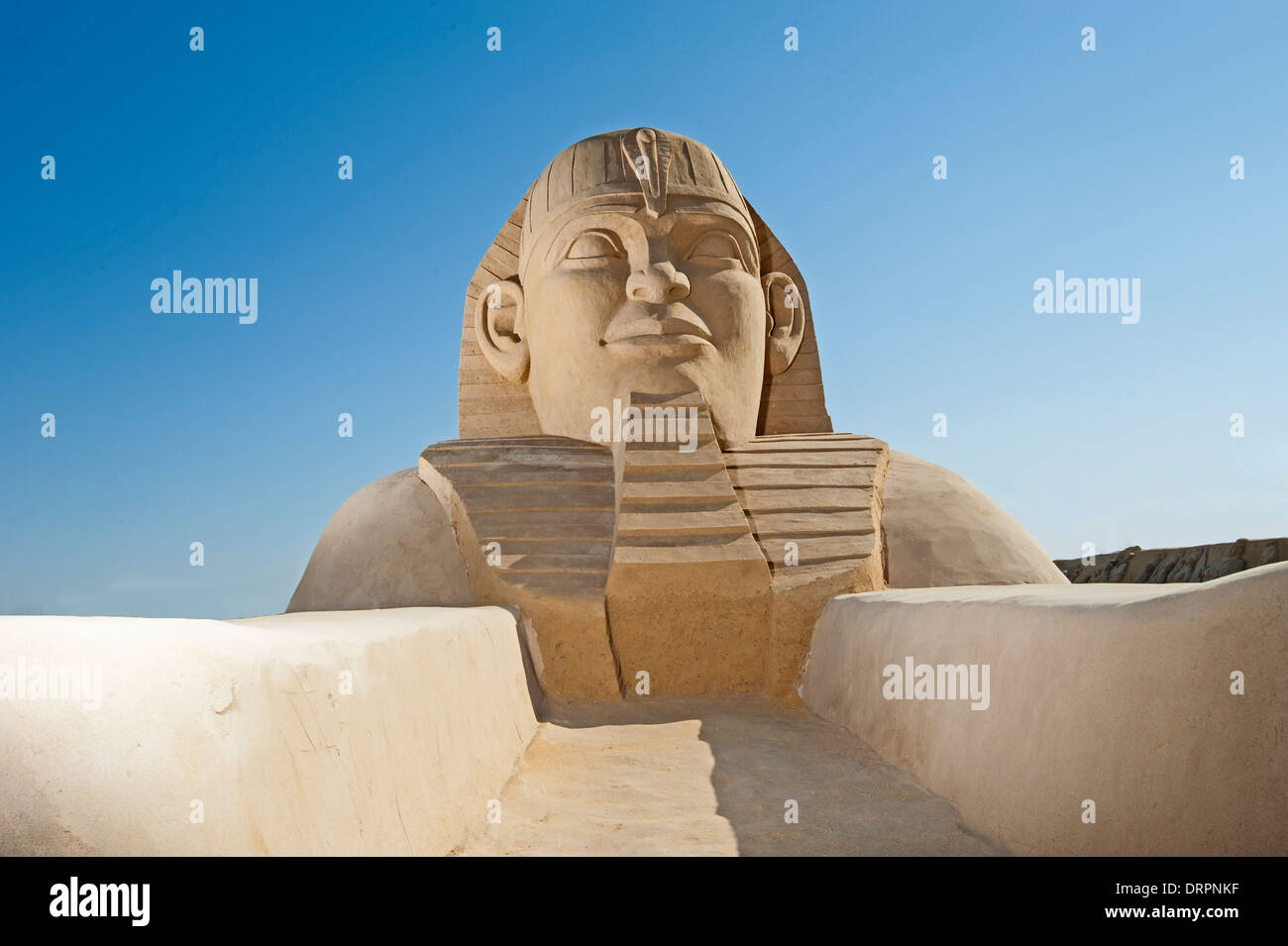 Large sand sculpture statue of the great egyptian sphinx at sand city ...