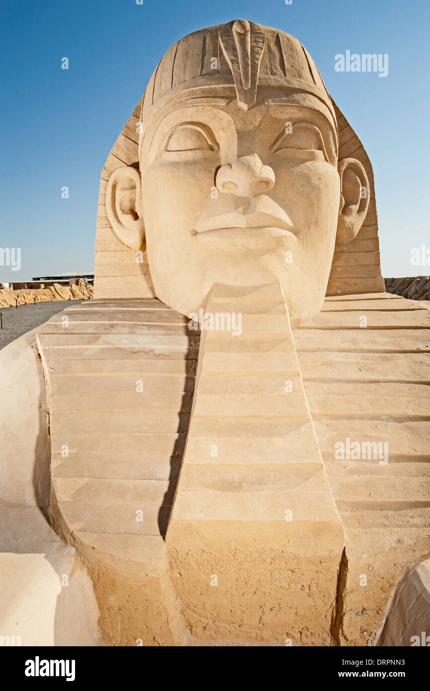 Large sand sculpture statue of the great egyptian sphinx at sand city ...