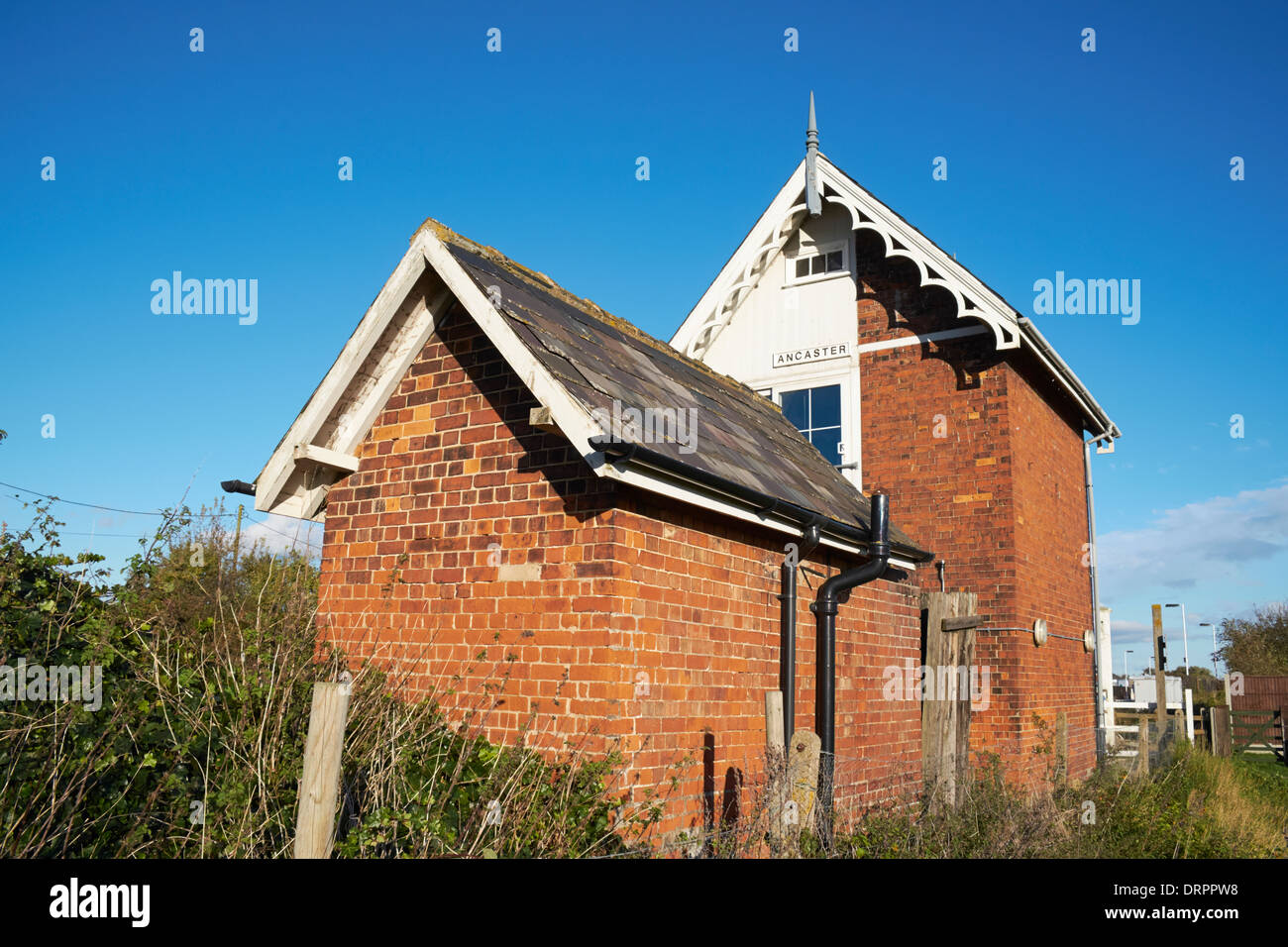 The signal box at Ancaster railway station, Lincolnshire, England Stock ...
