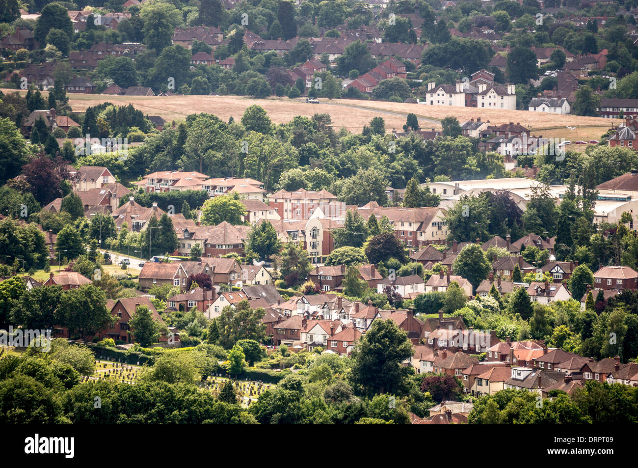 View from on high of part of Dorking, taken from Box Hill, Surrey ...