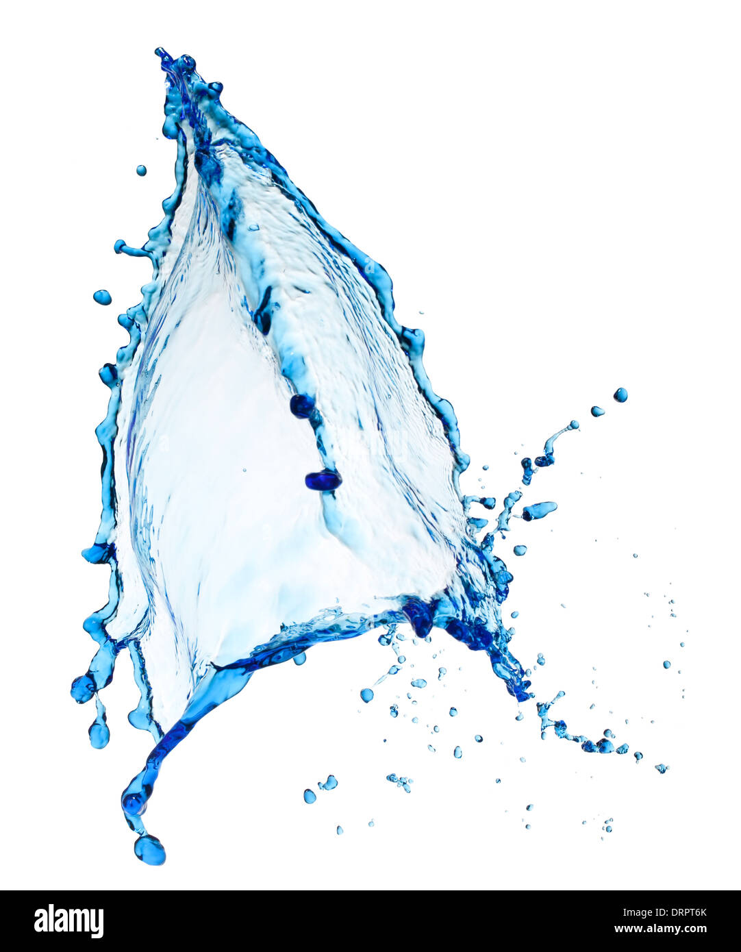 Flying splash blue liquid on a white background Stock Photo - Alamy