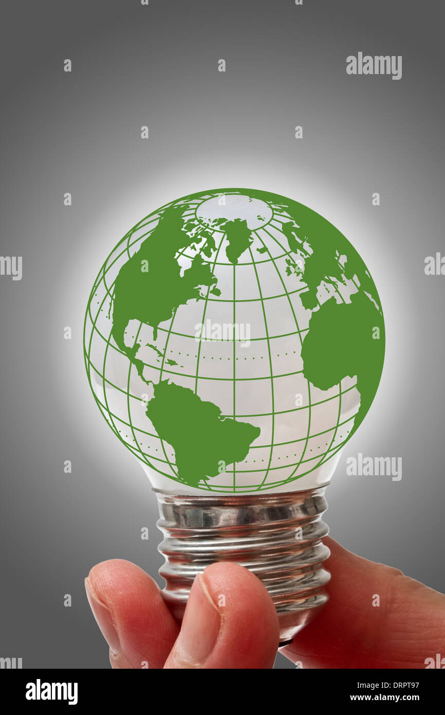 Light bulb with globe Stock Photo - Alamy