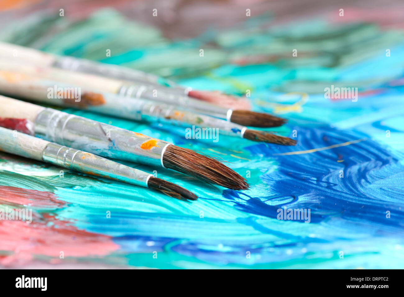 Poster paints watercolor with brushes abstract composition Stock Photo ...