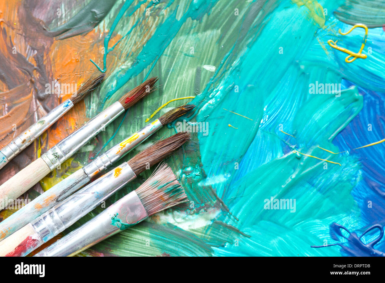 Poster paints watercolor with brushes abstract composition Stock Photo ...