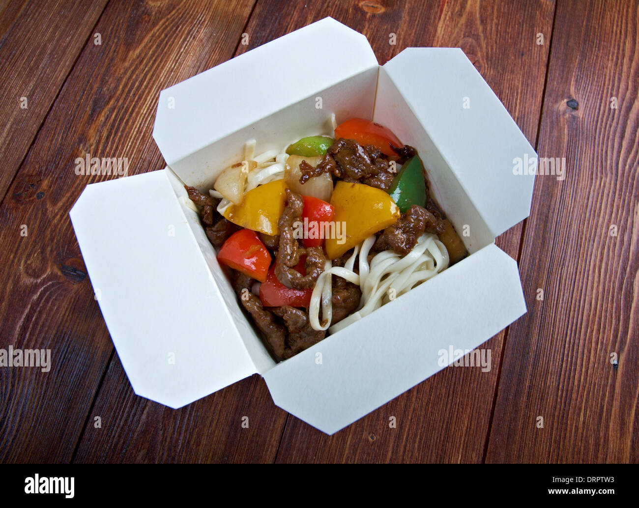 Beef slice and udon-noodle.chinese cuisine in take-out box Stock Photo ...