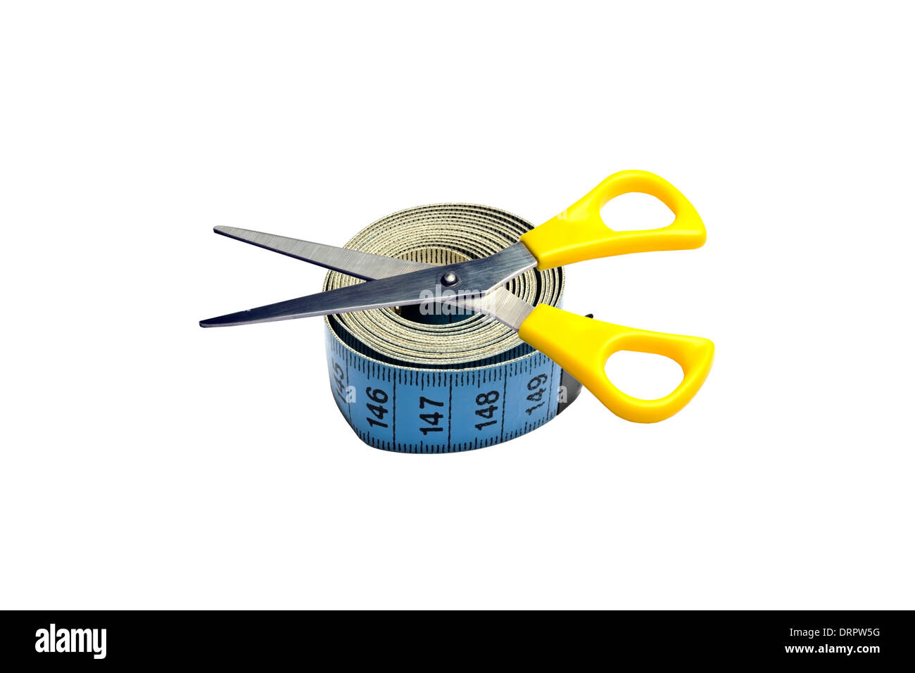 Tape measure and scissors Stock Photo - Alamy