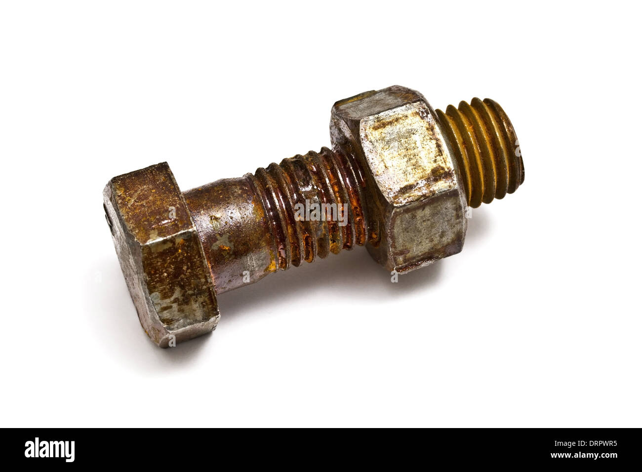 Rusty nut and bolt isolated on white Stock Photo - Alamy
