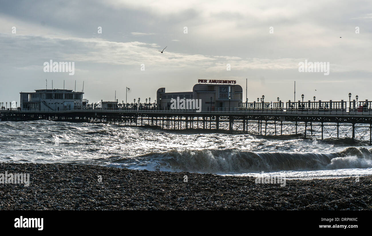 Worthing pier waves hi-res stock photography and images - Alamy