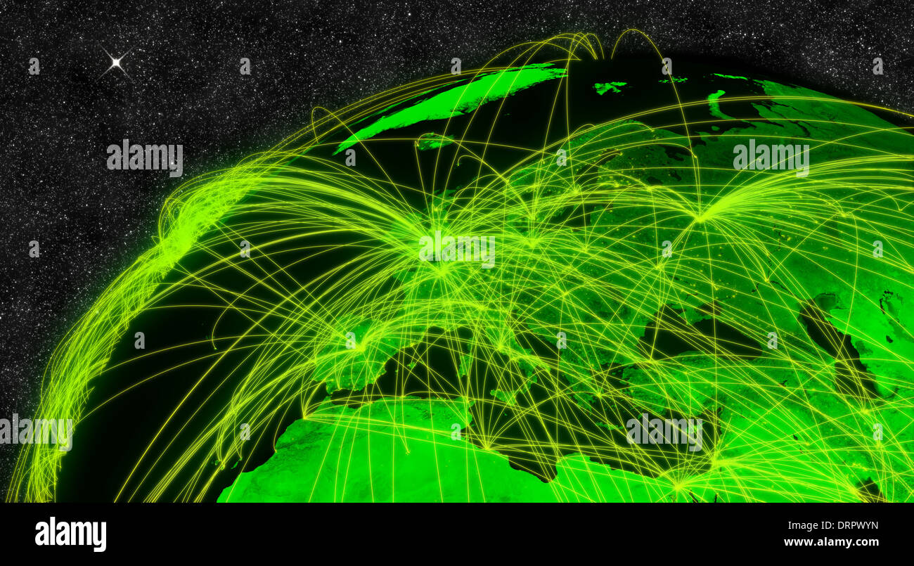 Europe map air routes hi-res stock photography and images - Alamy