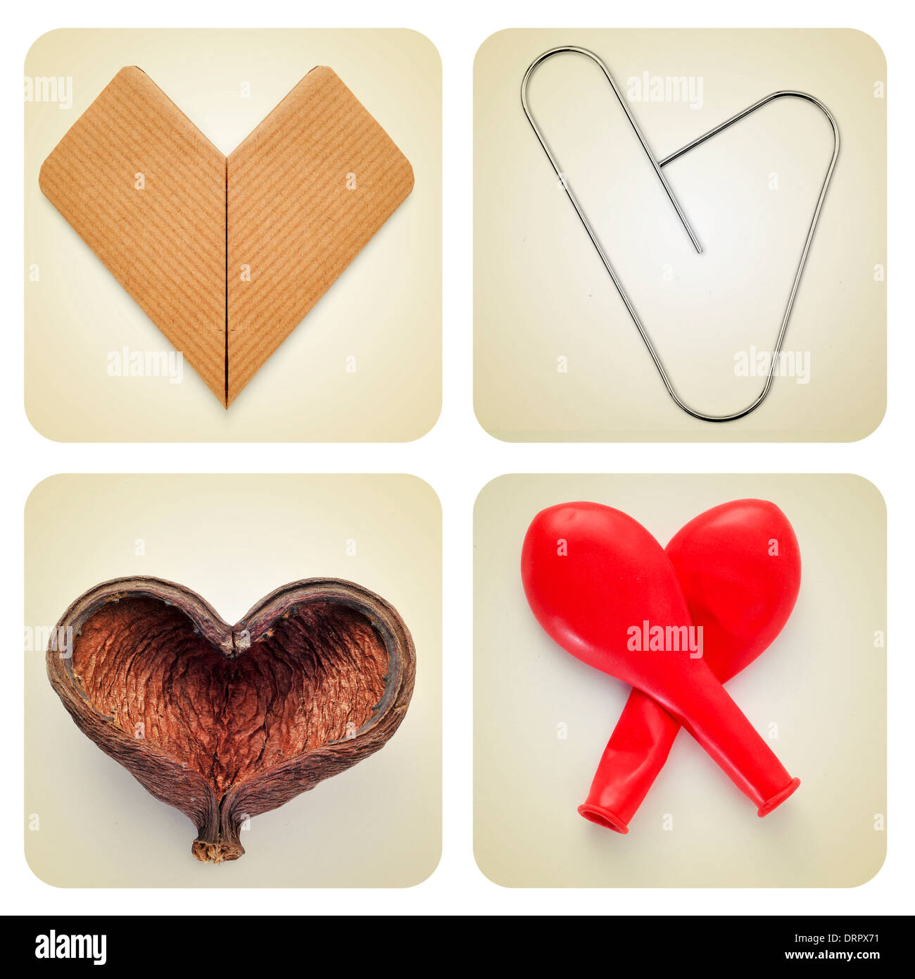 a collage of different heart-shaped things, with a retro effect Stock ...
