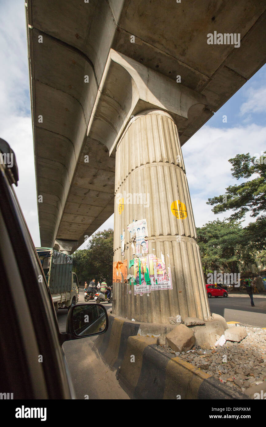 The Metro system being extended in Bangalore, Karnataka State, India ...