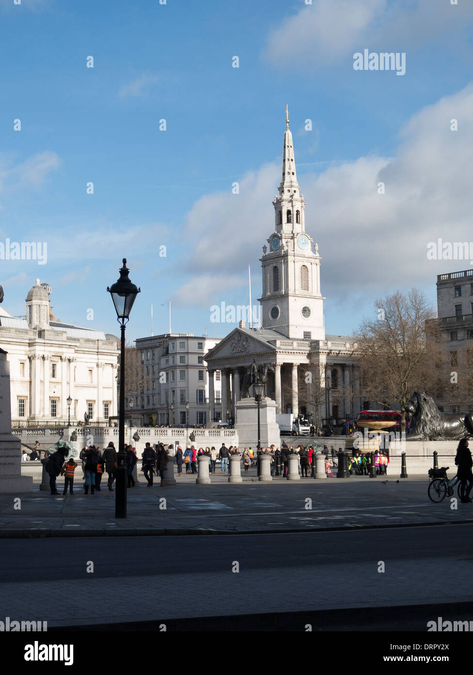 St Martin in the Fields church seen across Trafalgar Square central ...