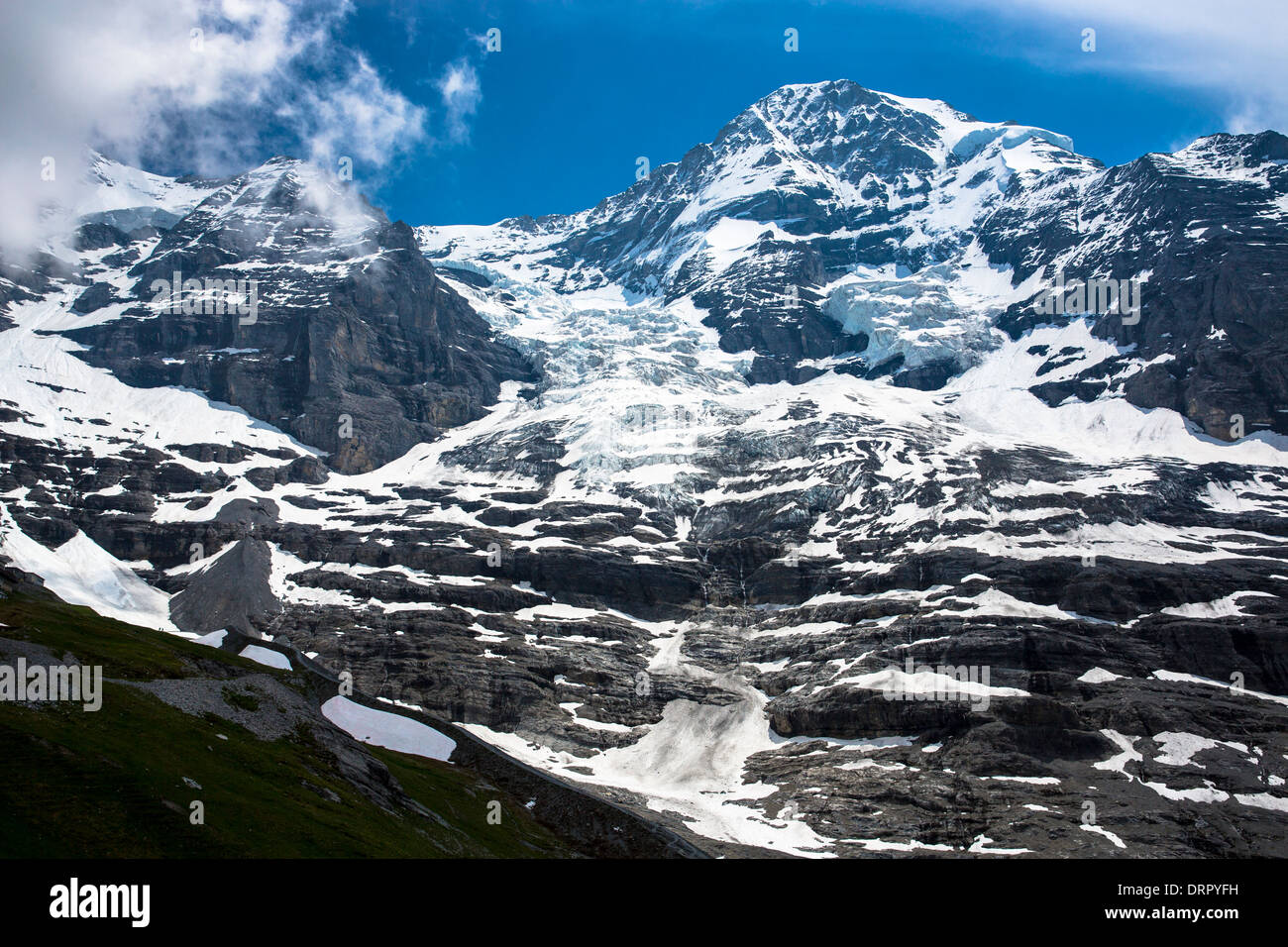 Eiger Glacier, Eigergletscher, between Monch (Monk) and Eiger mountains ...