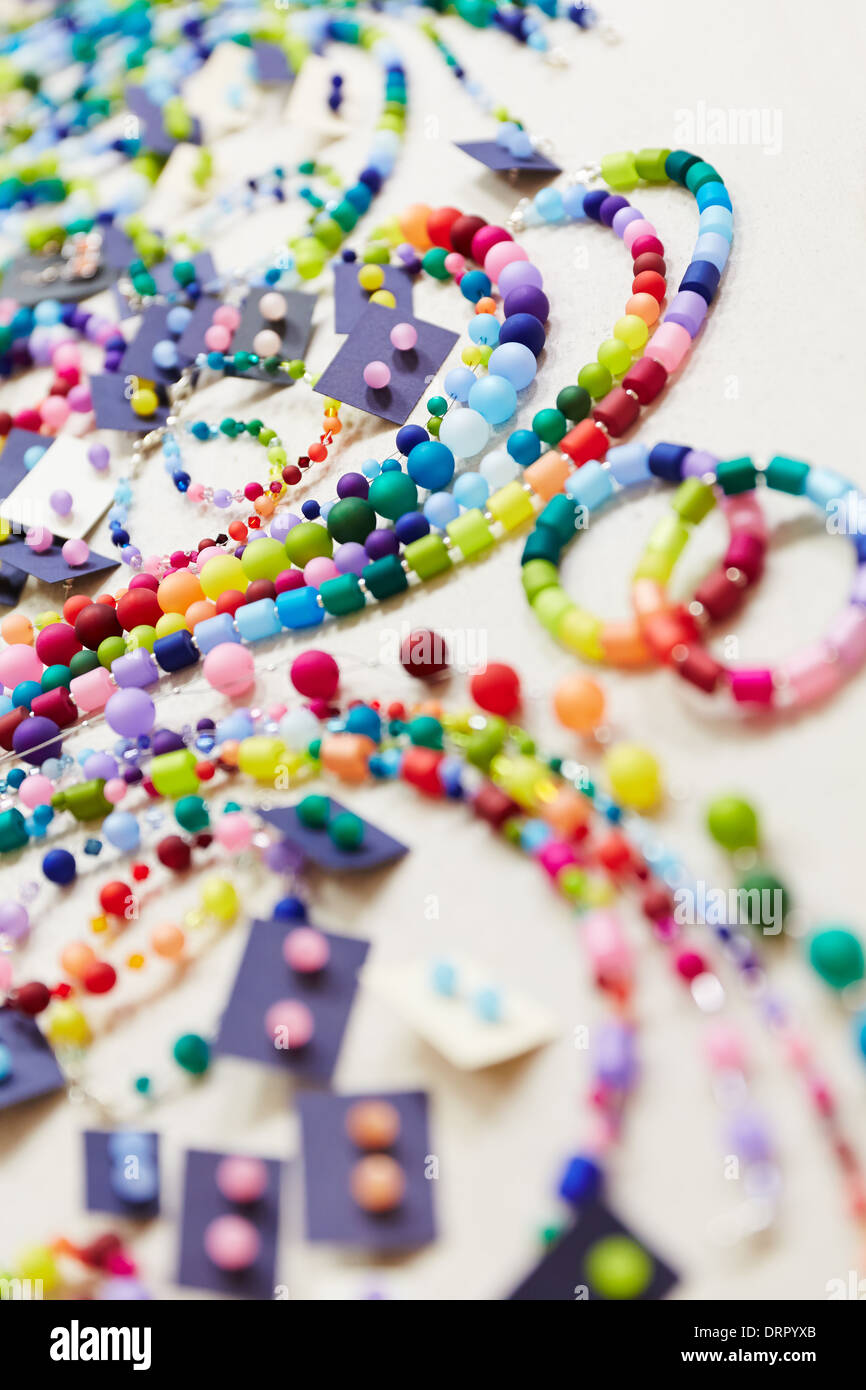 Selection of colorful accessoires at jewelry store Stock Photo - Alamy