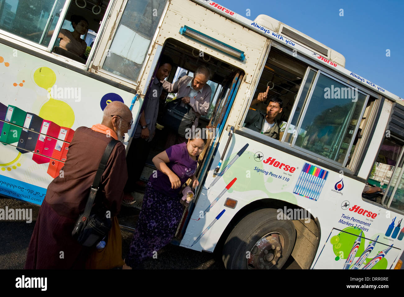 Myanmar, Yangon, bus station Stock Photo - Alamy