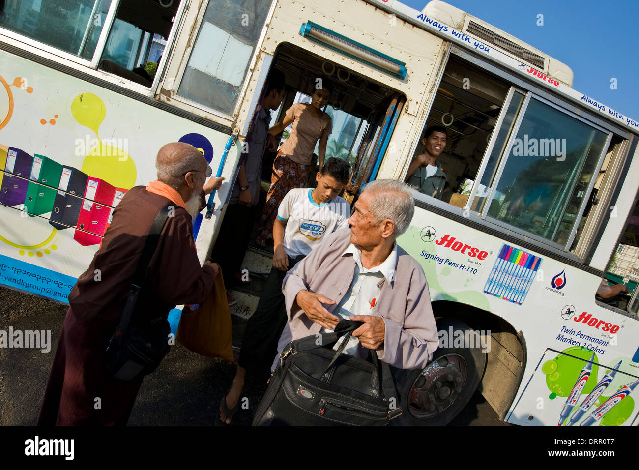 Myanmar, Yangon, bus station Stock Photo - Alamy