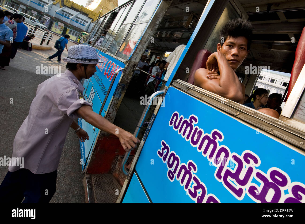 Myanmar, Yangon, bus station Stock Photo - Alamy