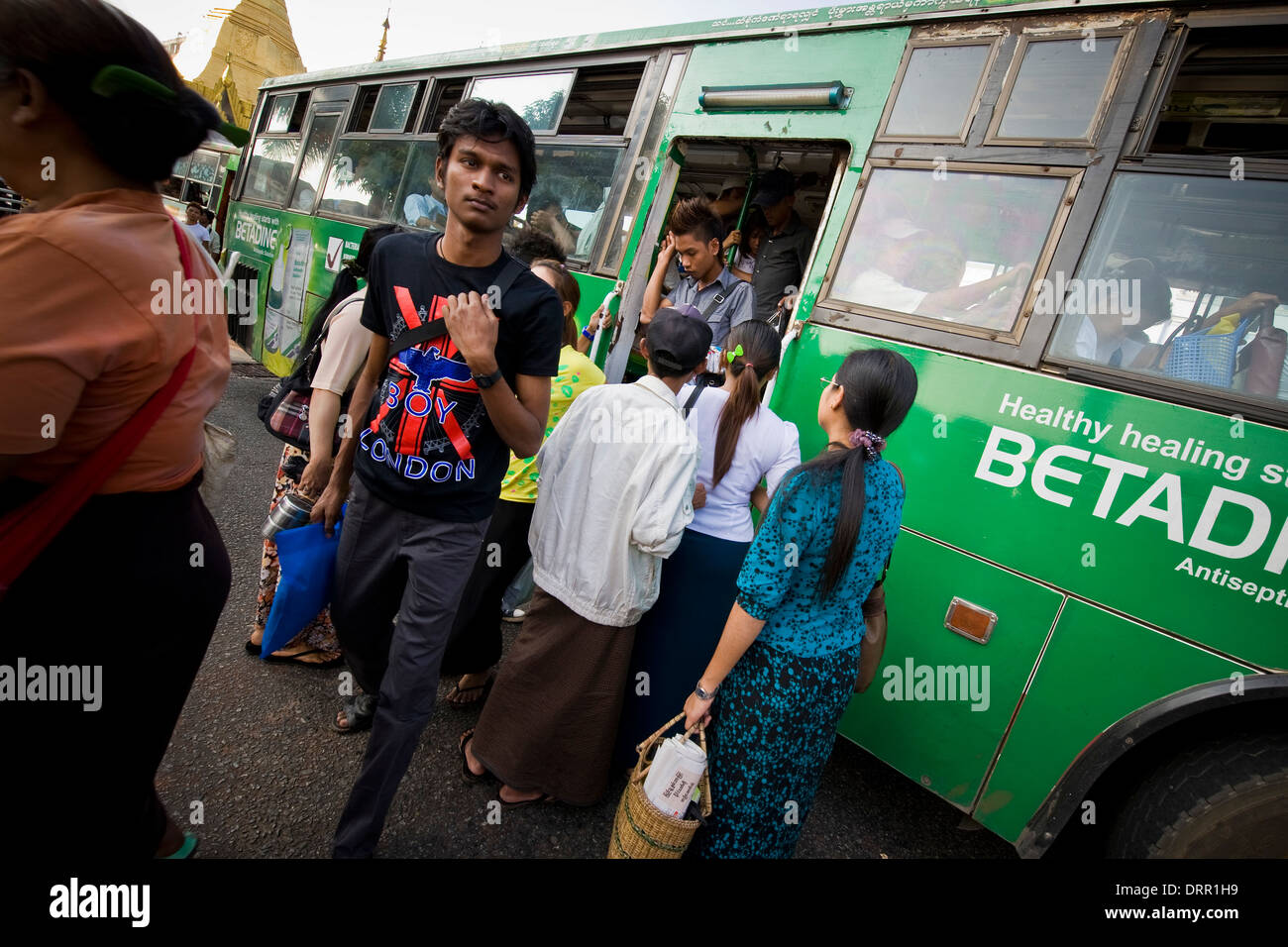 Myanmar, Yangon, bus station Stock Photo - Alamy