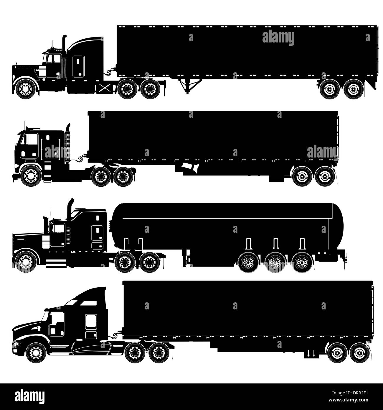 Freight trucks and cars Black and White Stock Photos & Images - Alamy