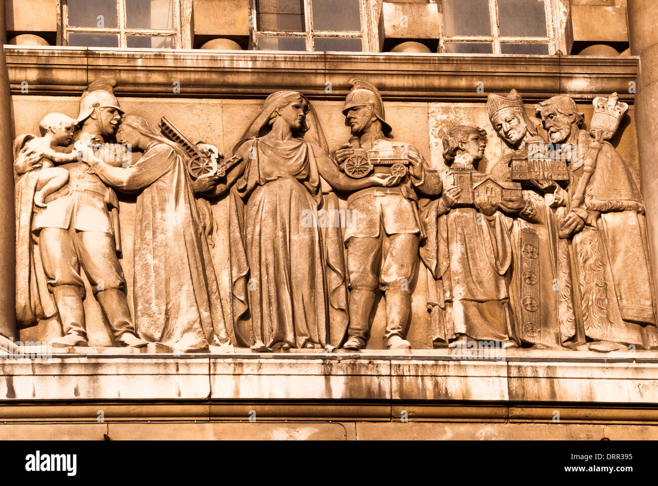 Frieze art work on outside of St.Georges Hall, Liverpool, England, UK ...