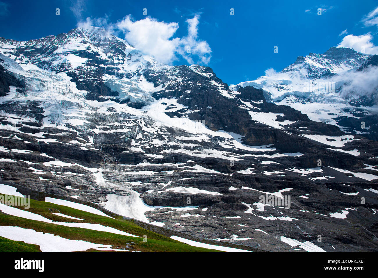 Left to right: Eiger Glacier - Eigergletscher - Monch and Jungfrau ...