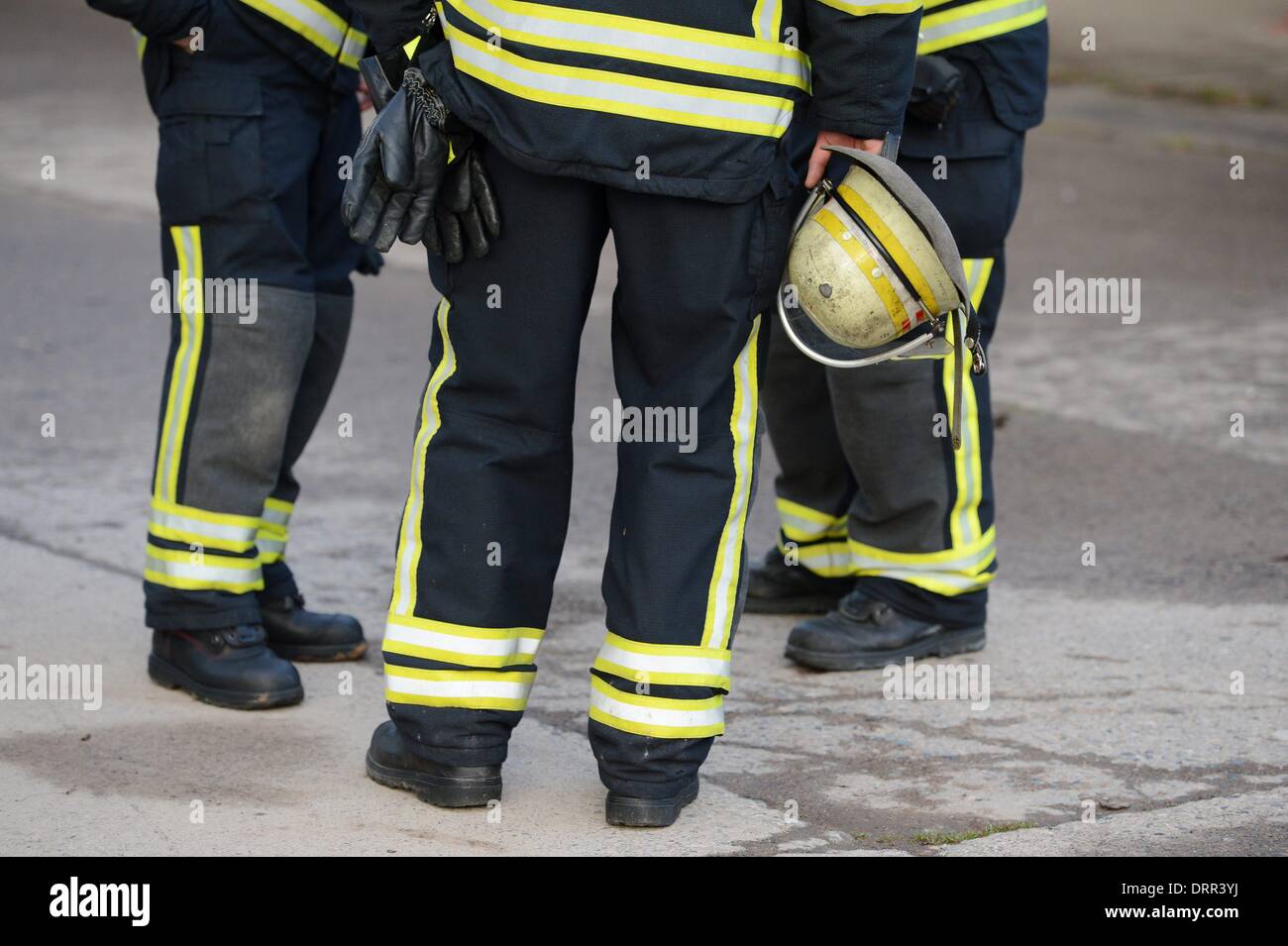 Fireman watching a training of new firefighters in Osterode, Germany ...