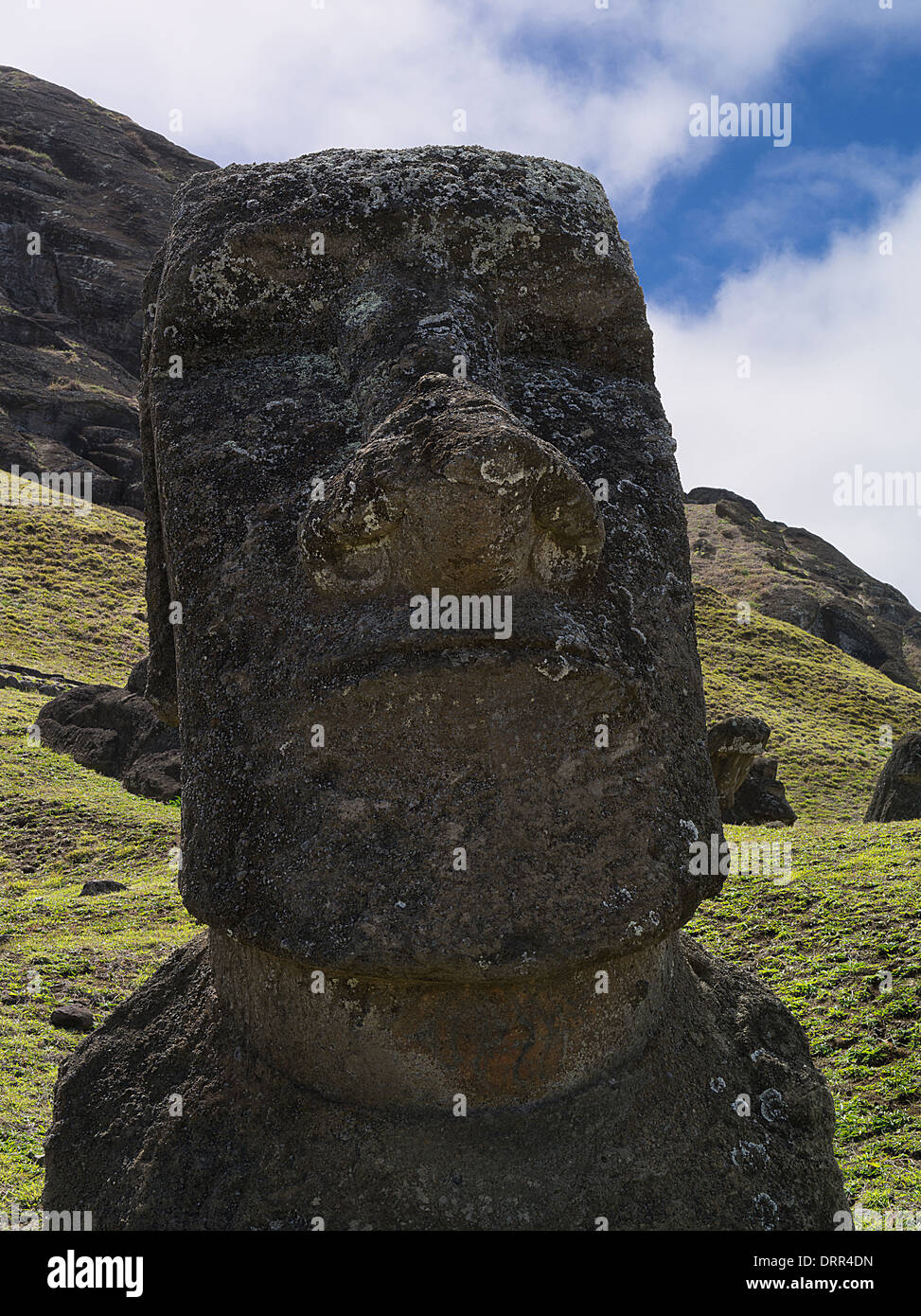 Chile. View of the stone statues moai "Easter Island" panorama Stock ...