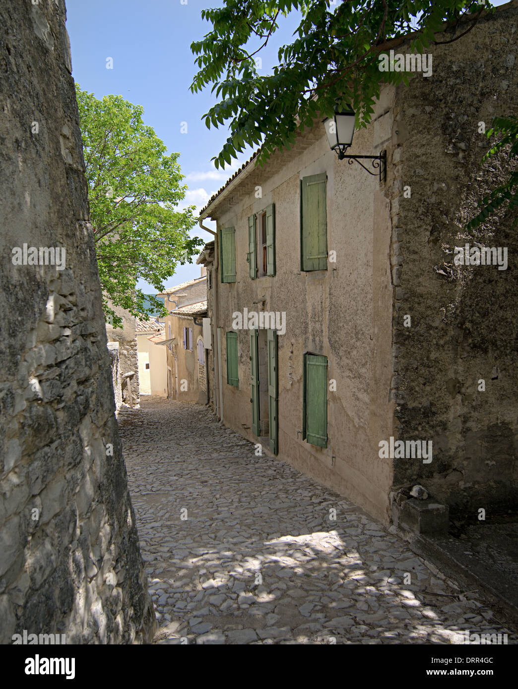 View of the narrow old streets of the ancient town Banom Provence ...