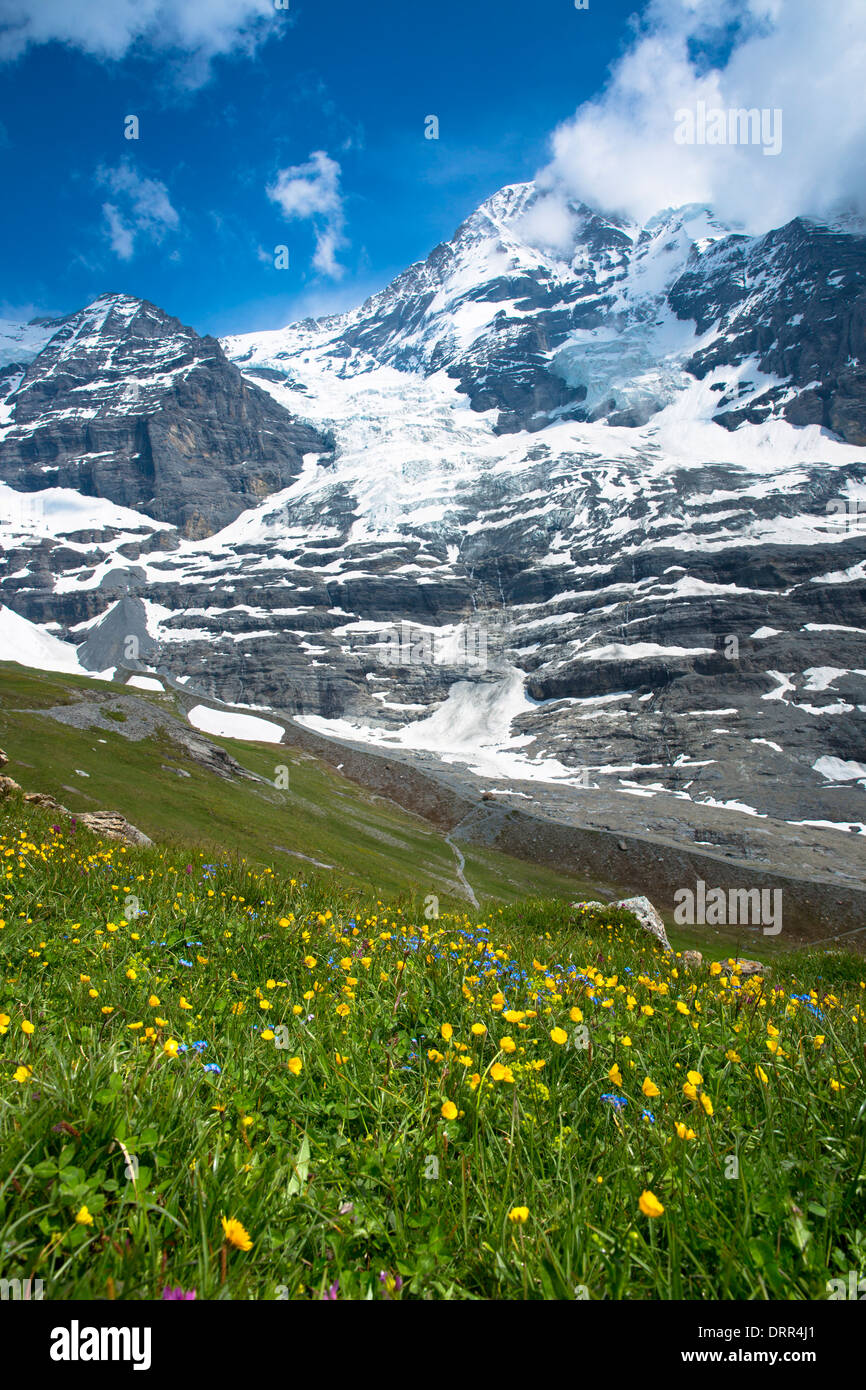 Eiger Glacier, Eigergletscher, between Monch (Monk) and Eiger mountains ...