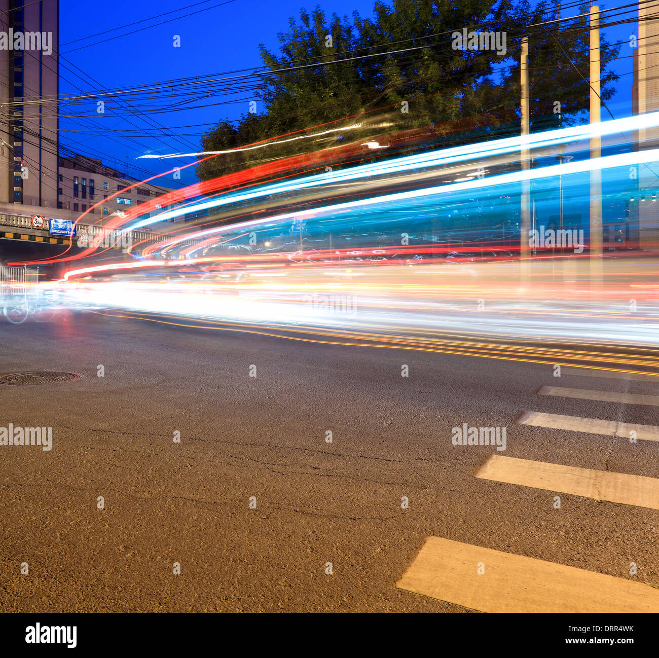 light trails on the street at night Stock Photo - Alamy