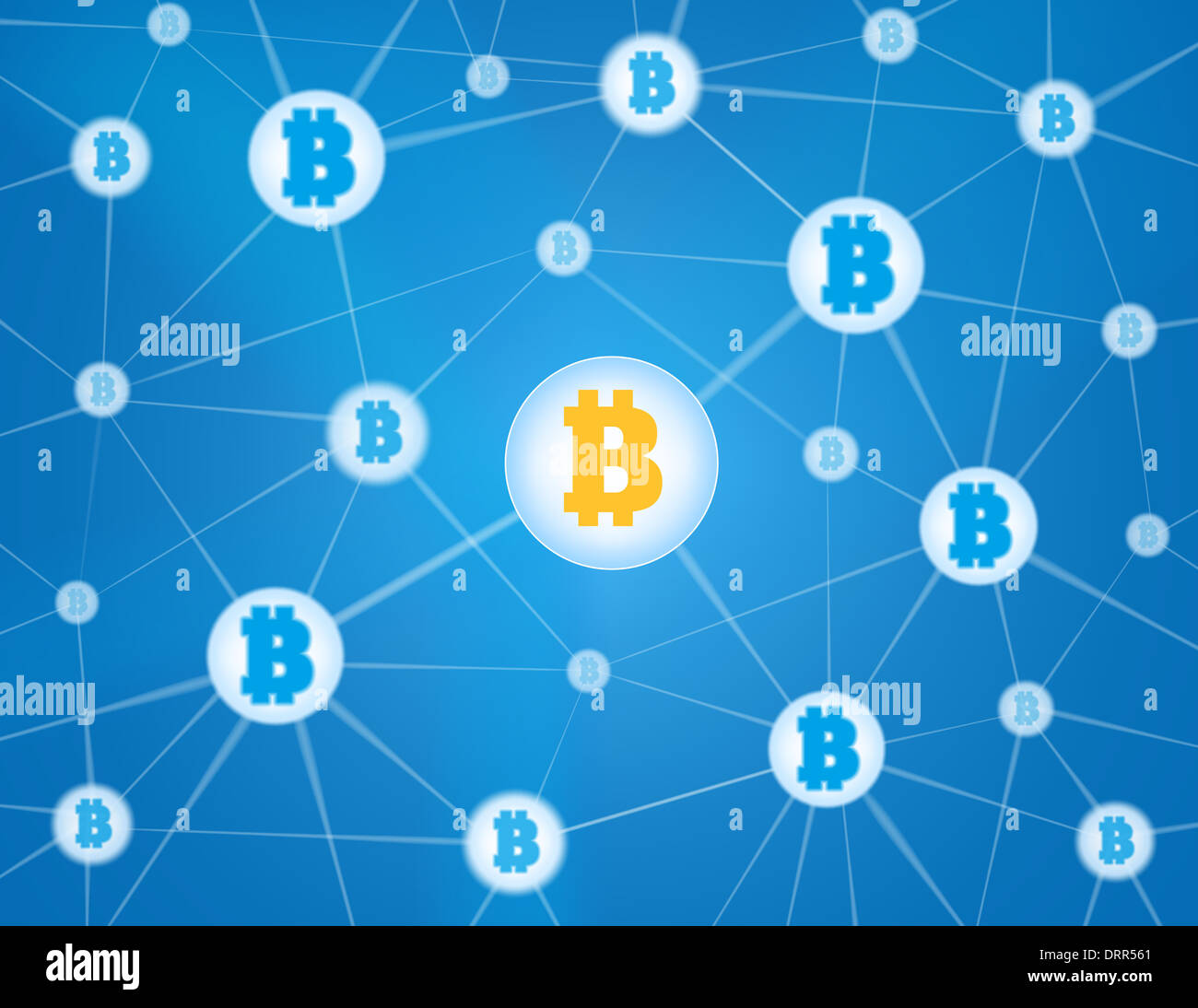 Bitcoin network blue background Stock Photo - Alamy