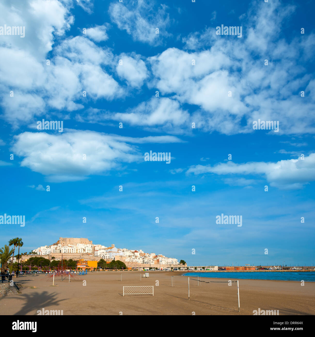 Peniscola Castle and beach in Castellon Valencian community of spain ...