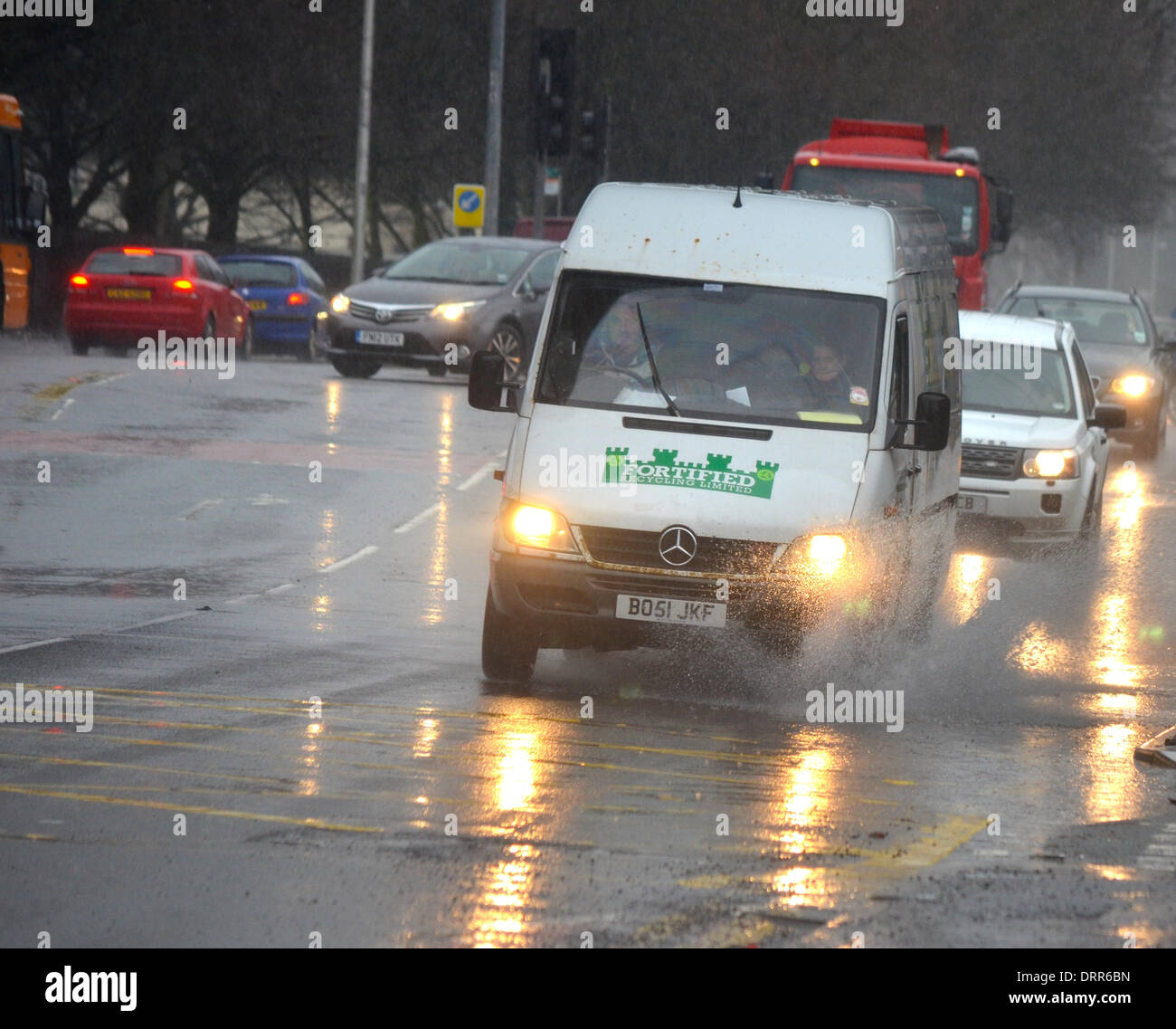 Cardiff, South Wales, UK. 31st Jan, 2014. Heave rain hit Cardiff, South ...