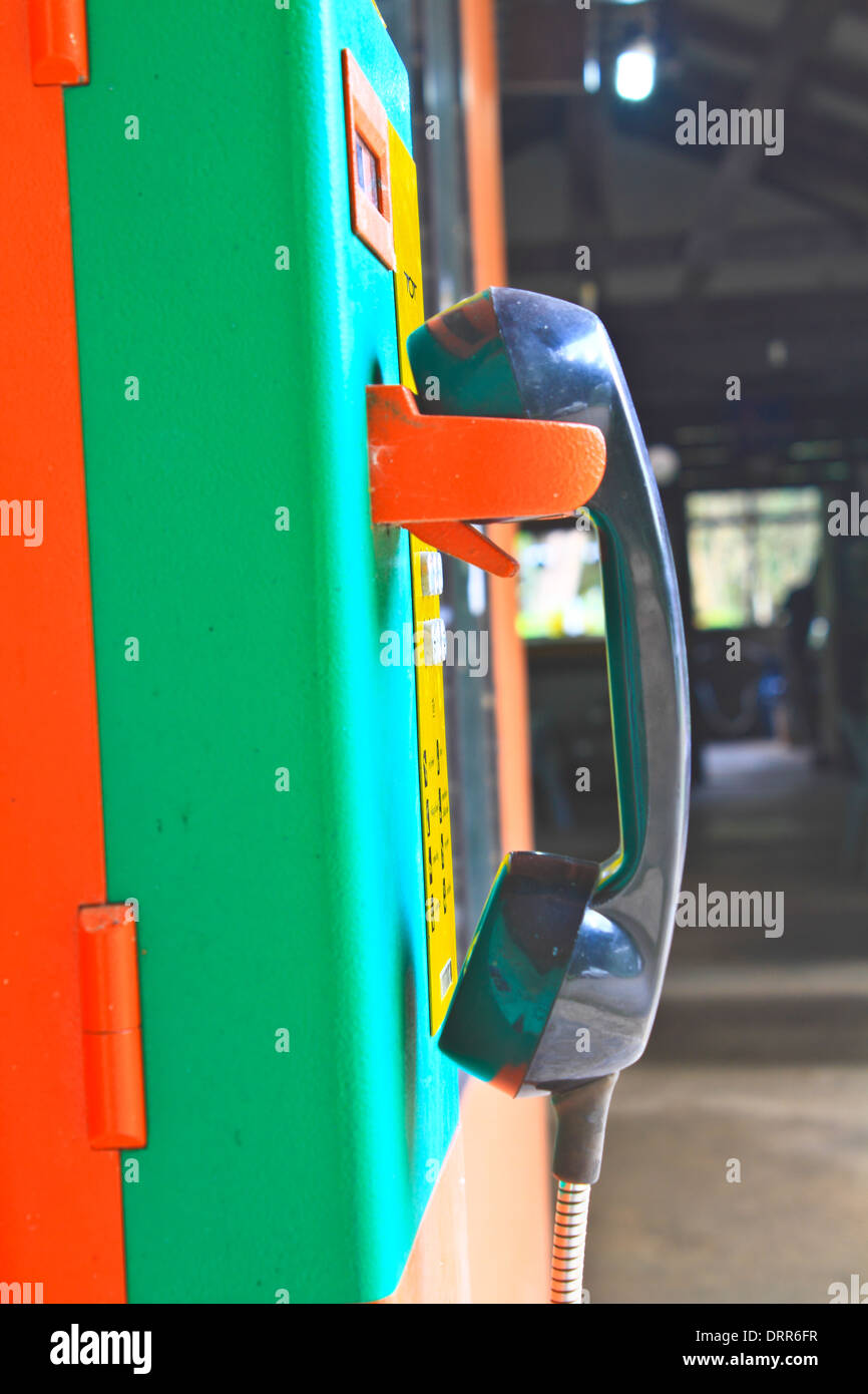 close up public telephone coin in Thailand Stock Photo - Alamy