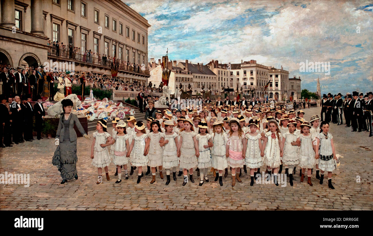 The parade of schools "in 1878 by the Belgian painter Jan Verhas (1834 ...